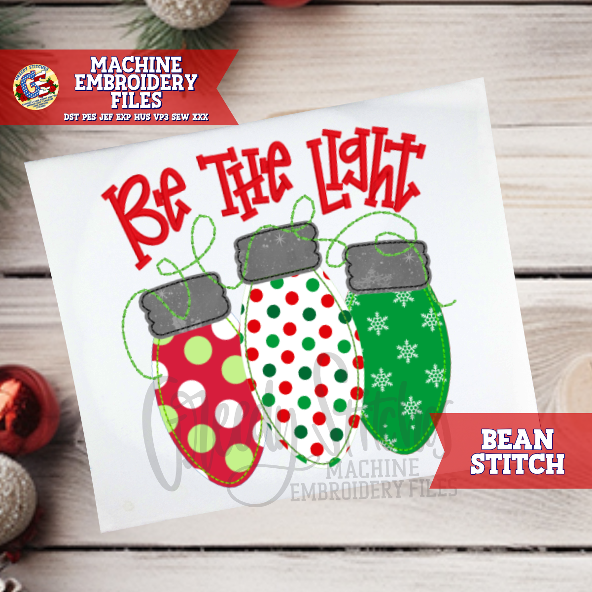 Be the Light Bean Stitch Applique Machine Embroidery Design – Greedy ...