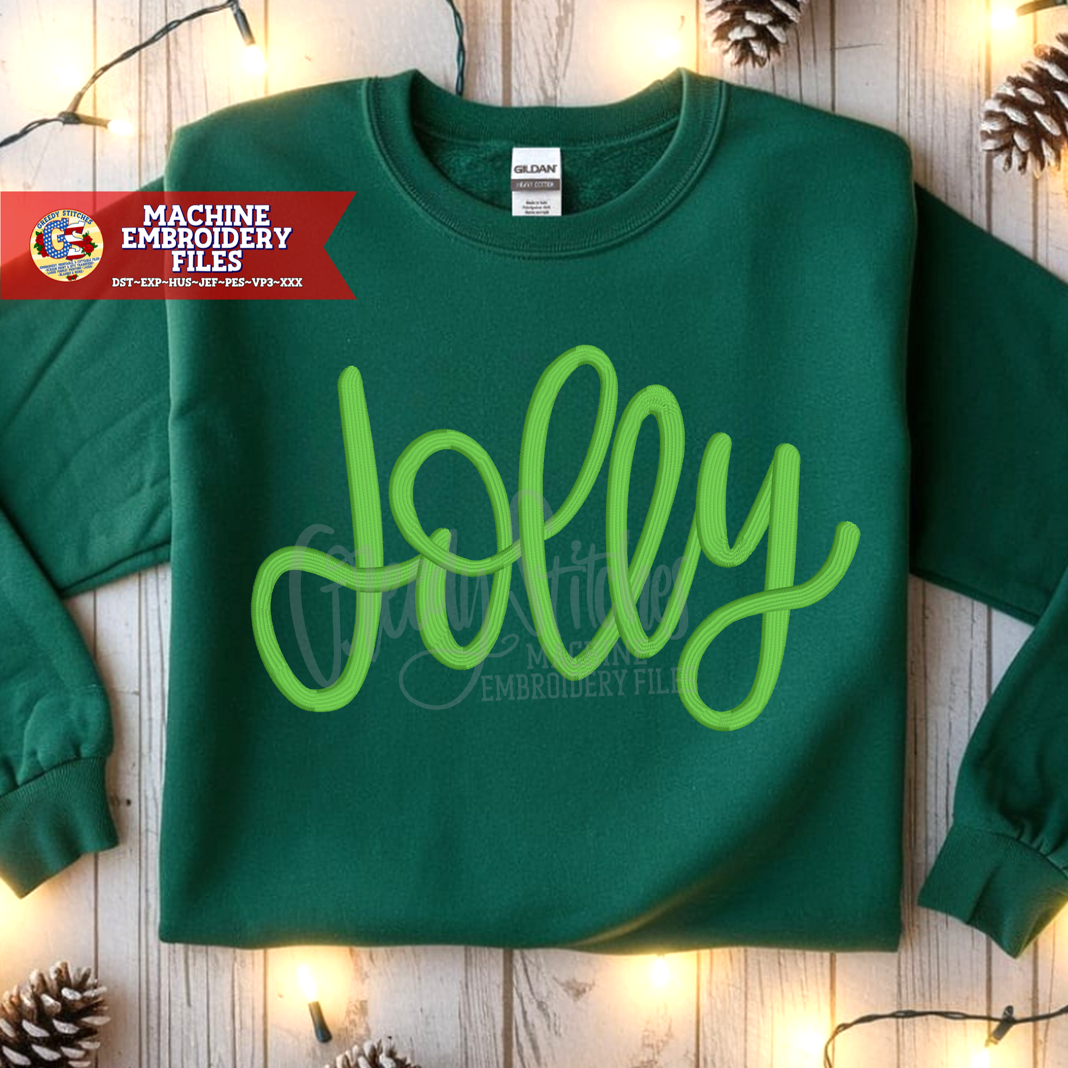 Hand Lettered Jolly Machine Embroidery Design – Greedy Stitches