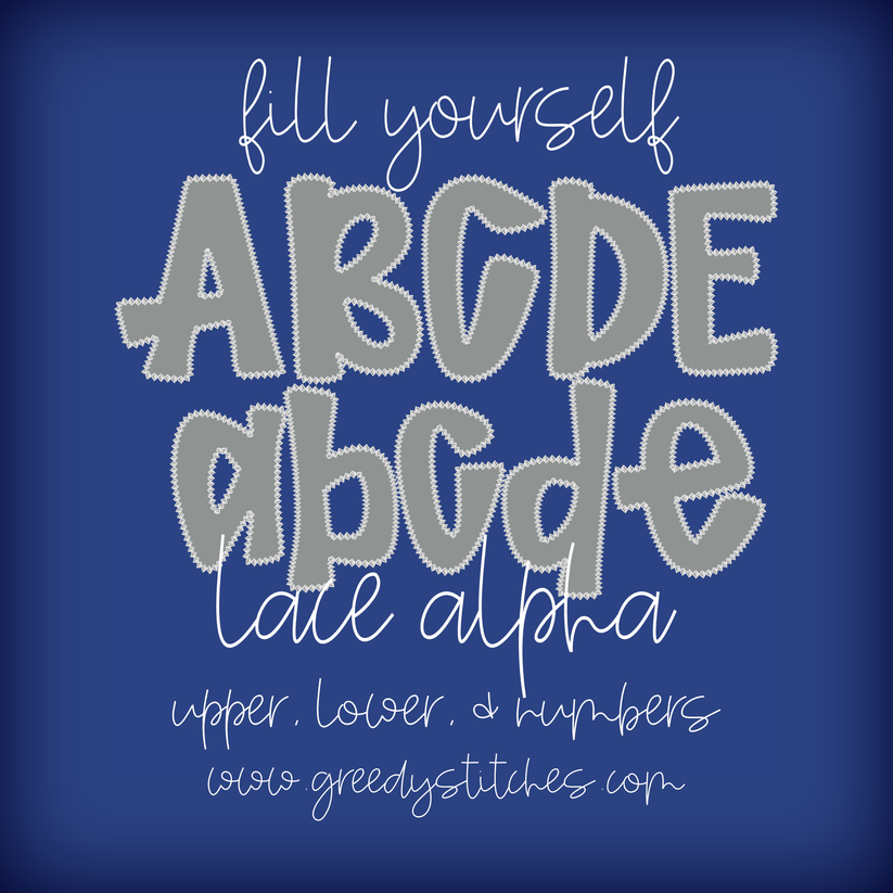 DIY Faux Lace Alpha & Number Pack PNG – Greedy Stitches
