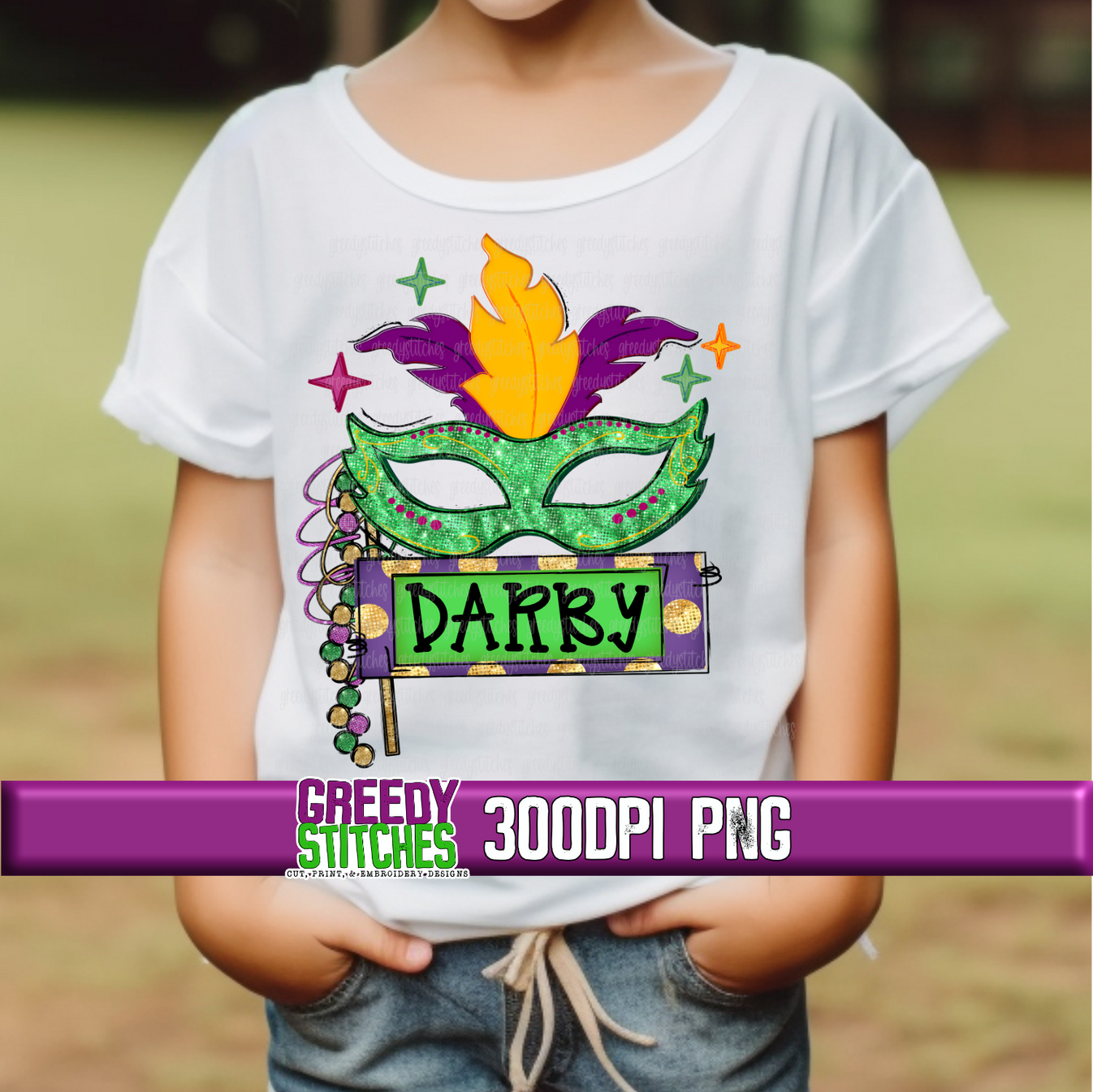 Mask with Name Plate PNG - Mardi Gras – Greedy Stitches