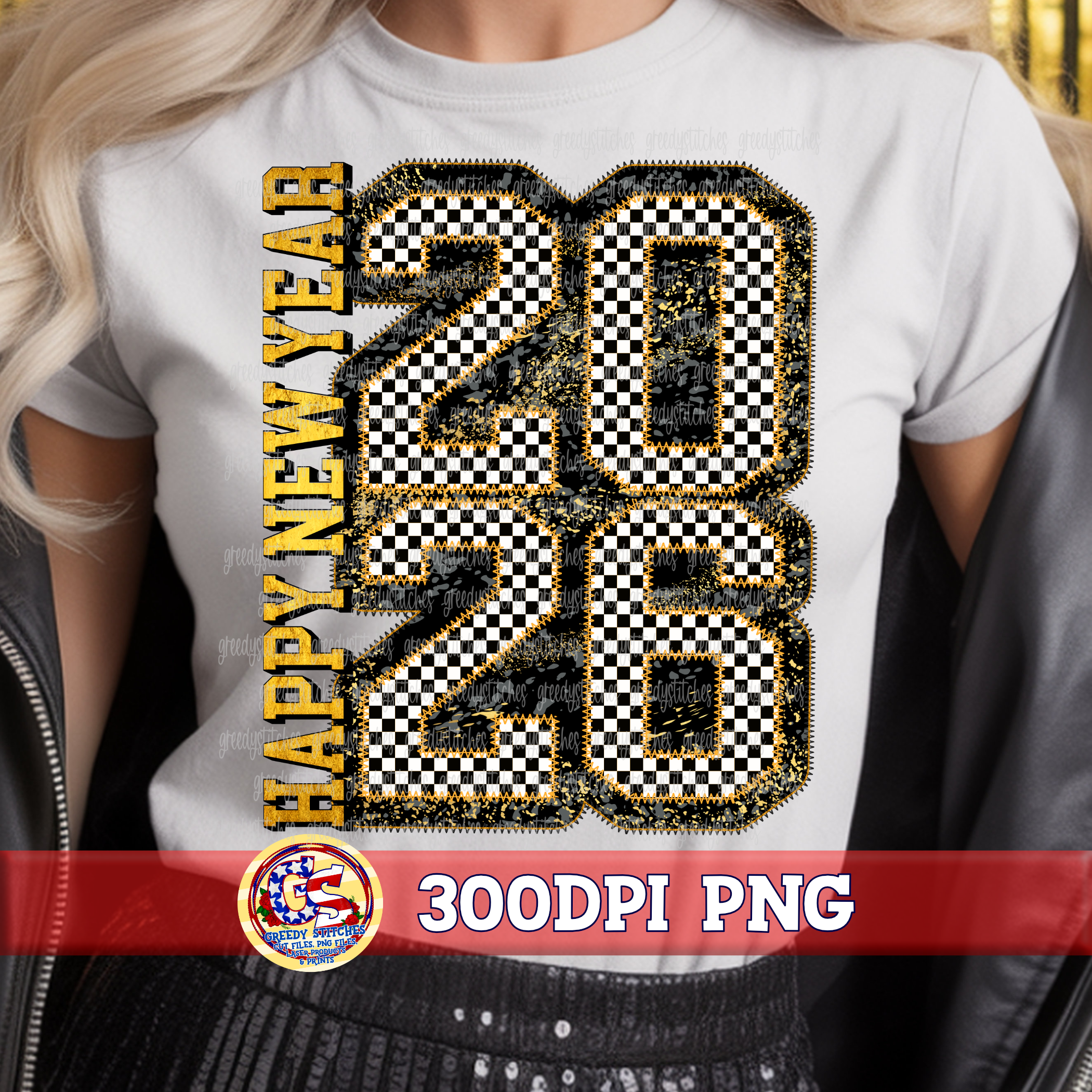 Happy New Year 2026 Checker PNG – Greedy Stitches
