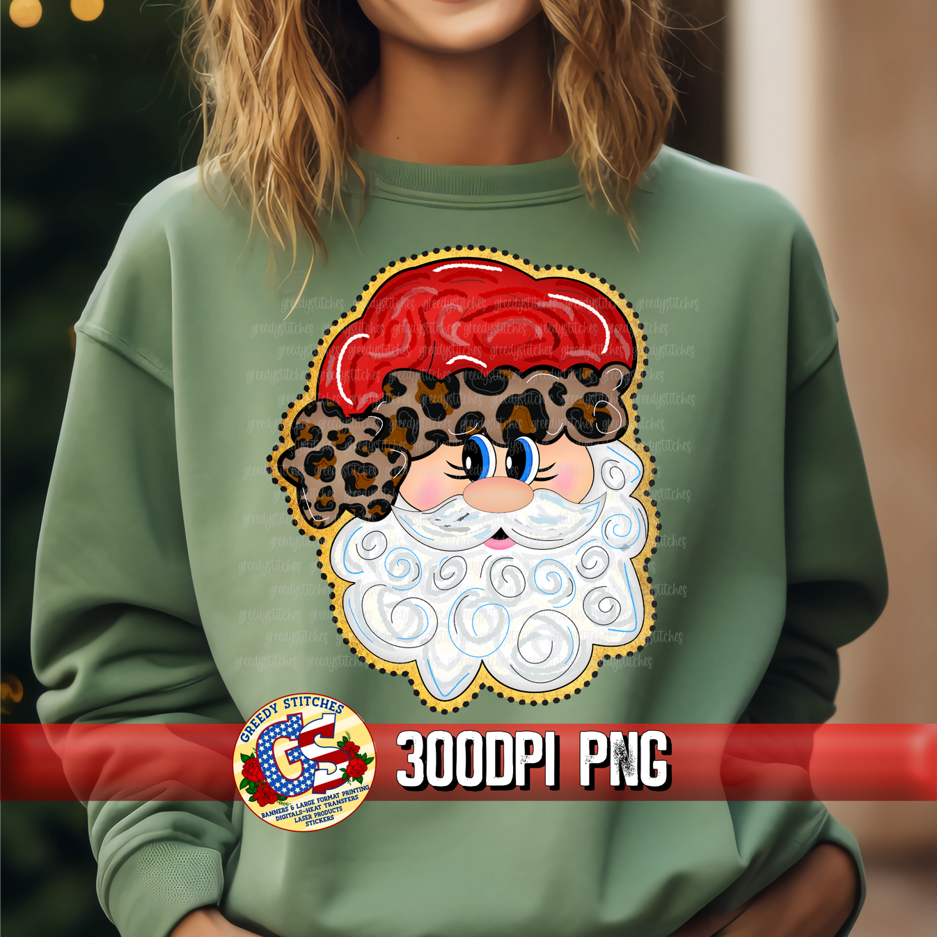 Santa Gold Foil PNG – Greedy Stitches